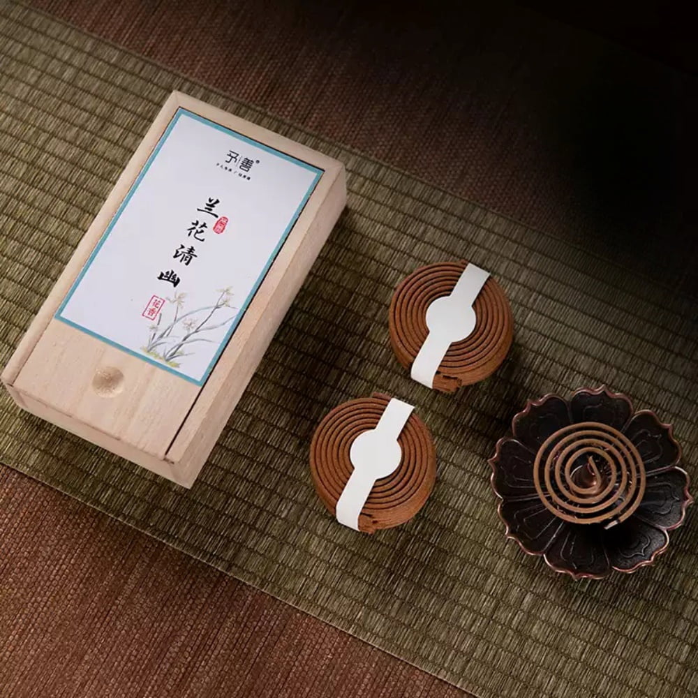 Premium Handmade Magnolia Flower Fragrance Incense Coil with Wooden Box